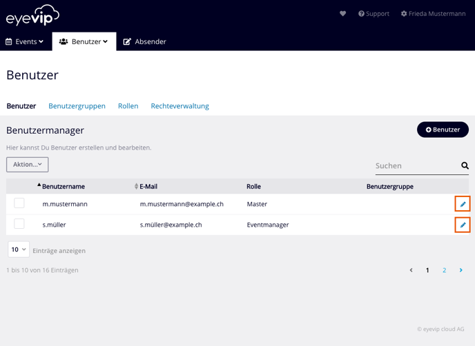 Benutzerinnen und Benutzer verwalten